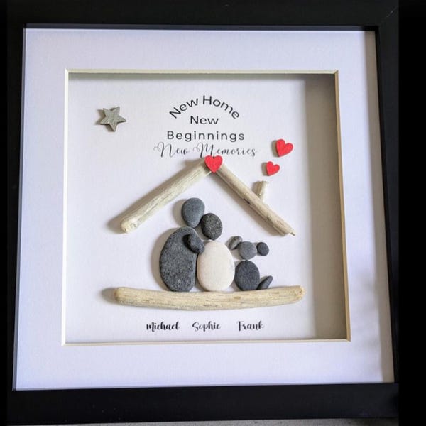 New Home Pebble Art, Unique Gift, Housewarming Gift, Pebble Art Gift ...