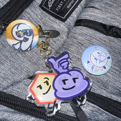 BFDI Keychains 2.5 Acrylic Firey, Bubble, Teardrop, Golfball ...