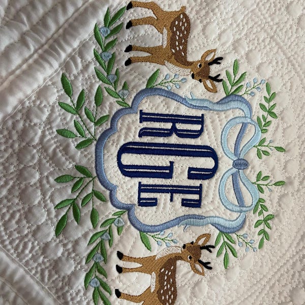 Formal Machine Embroidery Monogram Font, Boy Embroidery Monogram in 5 ...