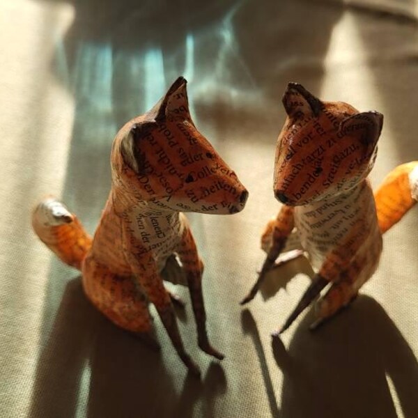 Handcrafted Paper Mache Fox - Detailed Wildlife Sculpture - Eco ...