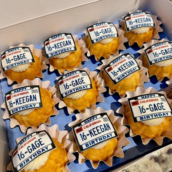 20 Custom License Plates Edible Images. Miniature Sweet 16 Cupcake ...