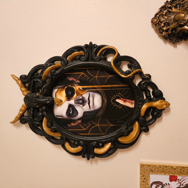 Handmade Ornate Oval Plaster Snake Serpent Frame With Baphomet (goth ...