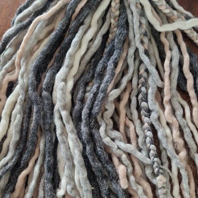 Wool Dreadlocks Dreads DE Extensions Lilac Pink Pastel White Braid Mix ...