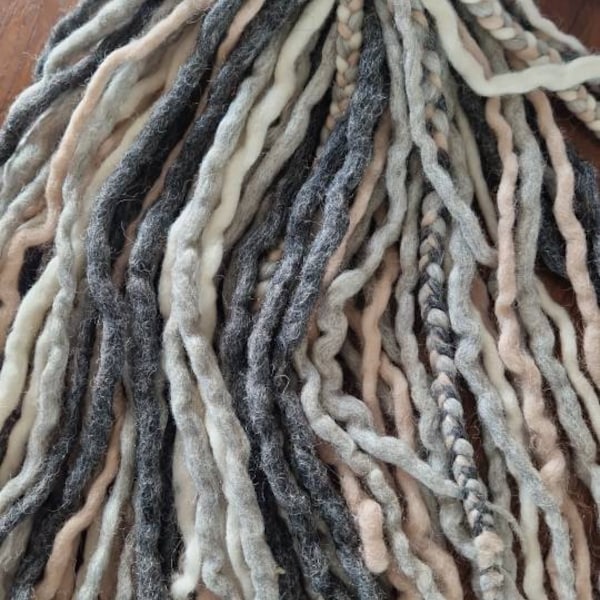 Wool Dreadlocks Dreads DE Extensions Green Bottle Braids Full Set SHORT ...