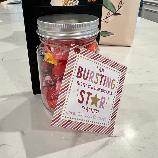 Teacher Appreciation Gift Tag, Starburst Gift Tags, Teacher ...