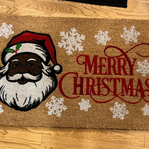 Brown Santa Doormat | Merry Christmas Doormat | Black Santa Decor ...