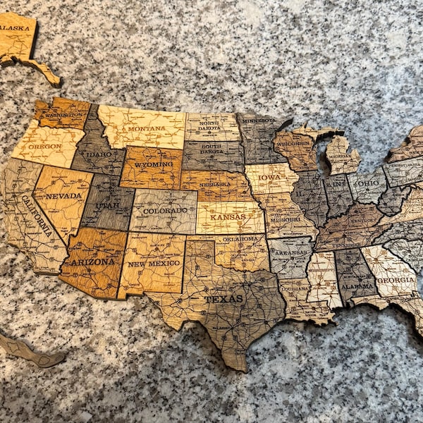USA Travel Map Apartment Decor Gift US Wooden Wall Map USA Map Wood Map ...