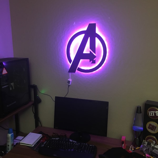 Illuminated Avengers Wooden LED Sign, Wall Sign, Avengers Wall Art ...