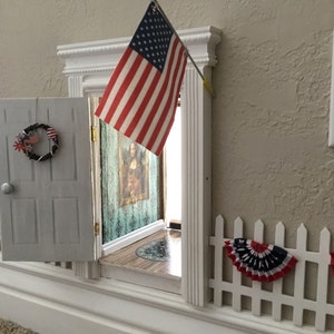 American Flag W/pole flag Holder Available Dollhouse Miniature 1:12 ...