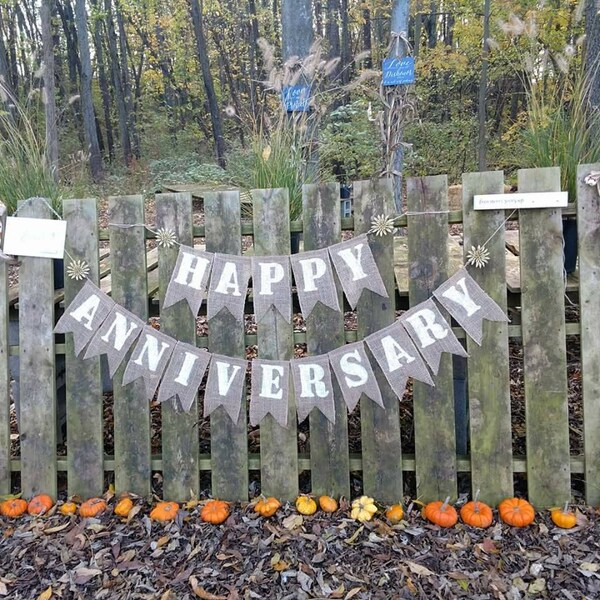 Happy Anniversary Burlap Banner. Made by a Work From Home Veteran. - Etsy