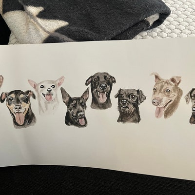 Multiple Pet Portrait From Custom Photo, Watercolor Painting - Etsy