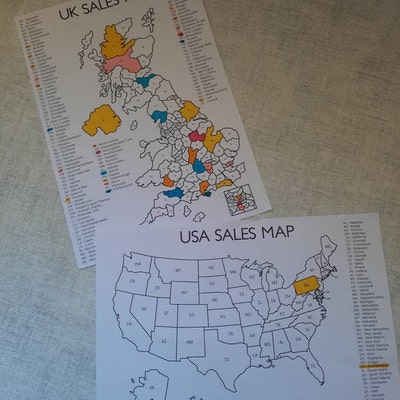 2 X A4 UK Postcode Map, Customised Title, Sales Map, Orders Map - Etsy UK