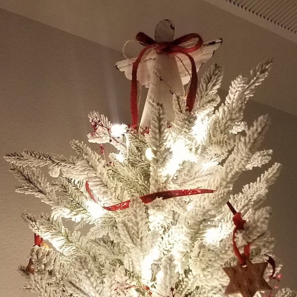 Metal Angel Tree Topper Christmas Angel Topper 7” Angel Reclaimed Metal ...