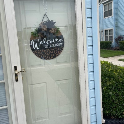 Leopard Hello There Door Hanger, Cheetah Print Round,leopard Decor ...