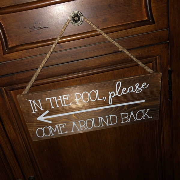 In the Pool, Please Come Around Back Rural Rustic Barn Wood Pine Plank ...