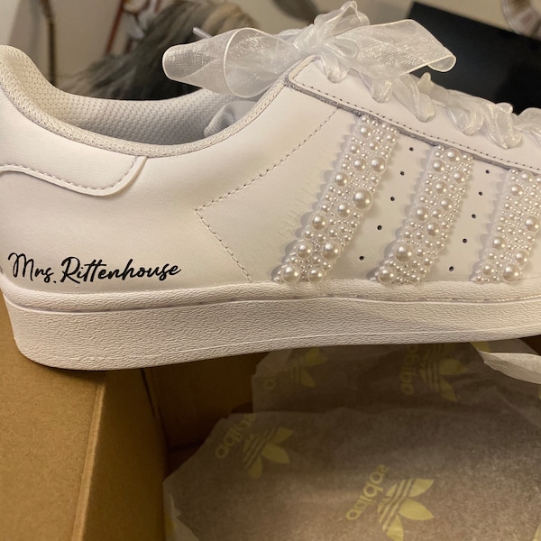 Adidas Wedding Personalized Sneakers, Prom, Graduation Pearl Bridal ...