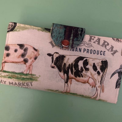 Farm Animal Checkbook Cover, Tractor Checkbook Cover, Fabric Checkbook ...
