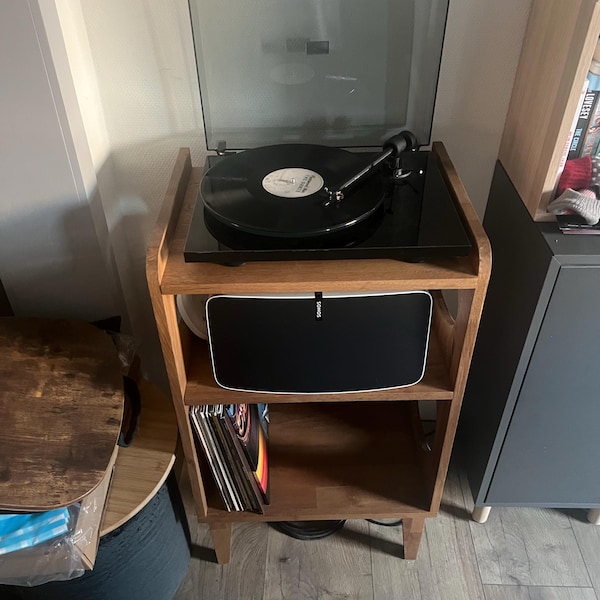 Large Record Player Stand, Vinyl Console, Vinyl End Table, Record ...