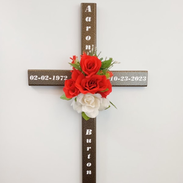 STEEL Personalized Memorial Cross// Grave Site Cross// Cemetery Marker ...