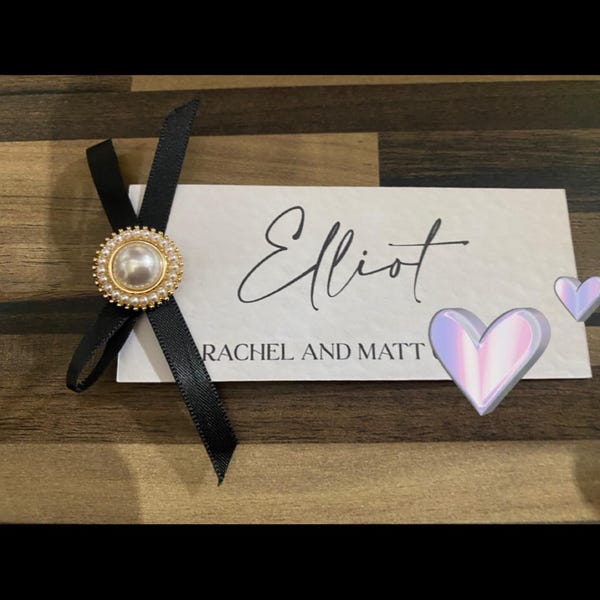 Bowed Wedding Table Place Names | Card and Bow Name Tags | Table ...