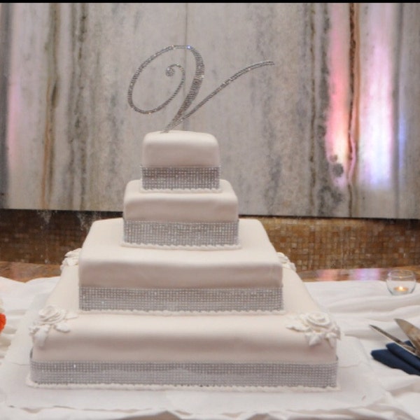 Gorgeous Swarovski Crystal Wedding Cake Toppers 6'' in Any Letter ...