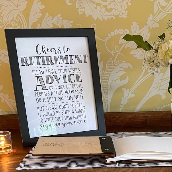 Cheers to Retirement Party Sign, Leave Your Wishes, Advice, Memory, Etc ...