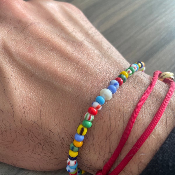 Multicolor Beaded Bracelet for Men, Colorful Mens Bead Bracelet ...