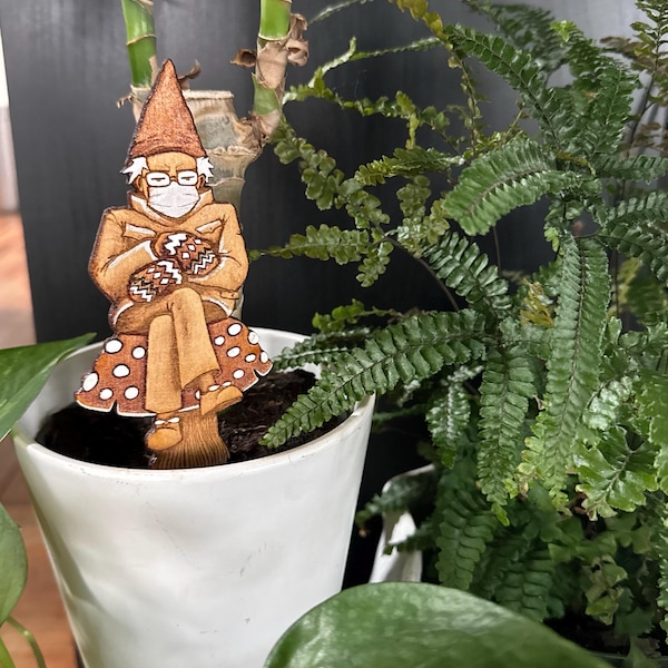 Bern in a Fern - Grumpy Bernie Garden Gnome Plant Stake - Handmade in ...