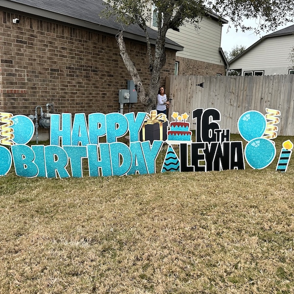 Personalized Large Happy Birthday With Age Set Yard Card Signs With ...