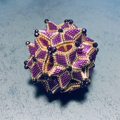 Beading Pattern Tutorial Ornament Galaxy Peyote Stitch Geometric Sphere ...