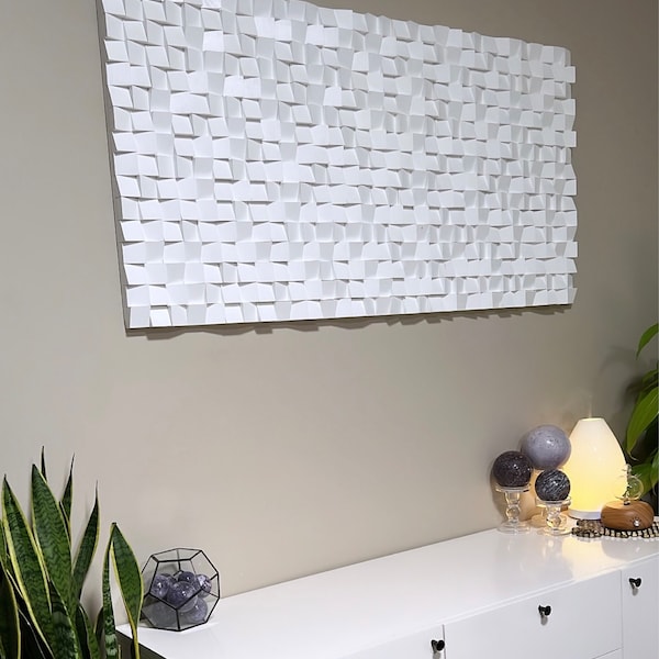 Blue White Wood Sound Diffuser Wall Art Decor, Wall Hangings ...