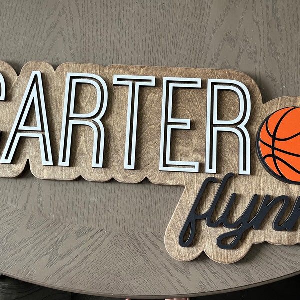 Basketball Name Sign, Large Wood Name Sign, Nursery Name Sign, Sports ...