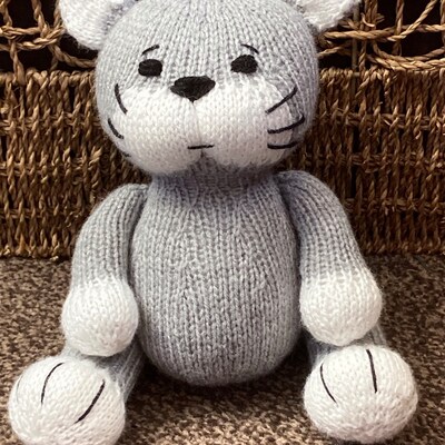 Cat Knitting Pattern, DIY Stuffed Animal,cat in Overall, Gift for Kids ...