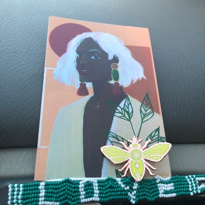 Honeybee Hard Enamel Pin / Protector Pollinator / Honeycomb Bee Copper ...