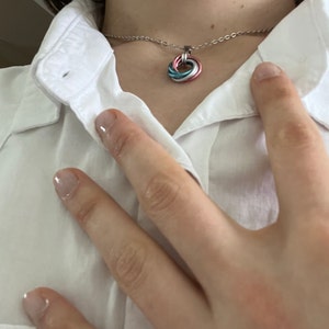 Transgender Pride Pendant Necklace, Chainmail Love Knot, Trans Pride ...