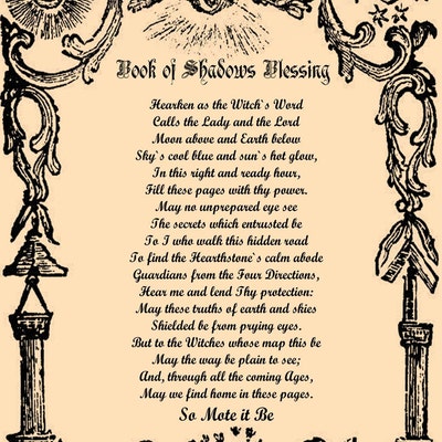 GRIMOIRE BLESSING, Book of Shadows Blessing Prayer, Wicca Grimoire Spellbook, Wicca Protection ...