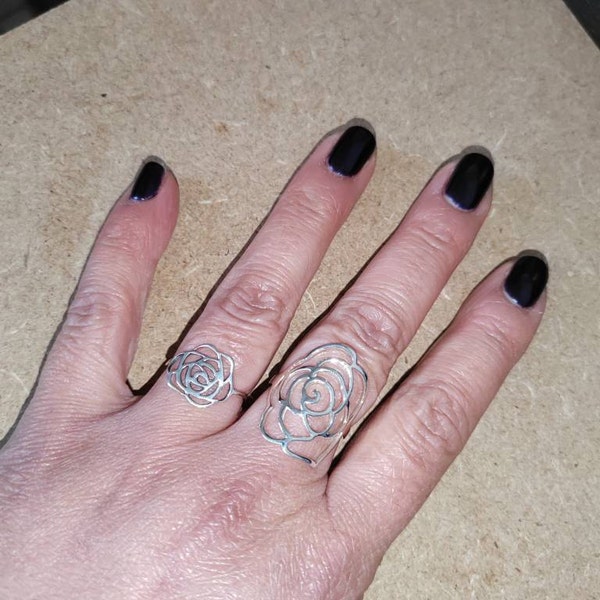 Rose Filigree Ring, Open Work Ring, Floral Ring, Sterling Silver 925 ...