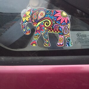 Elephant Car Decal Colorful Design Bumper Sticker Laptop Decal Pink ...