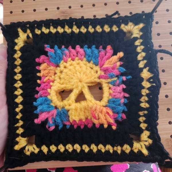 Skull Basic Granny Square Crochet Pattern-hexagon Squares-afghan Block ...