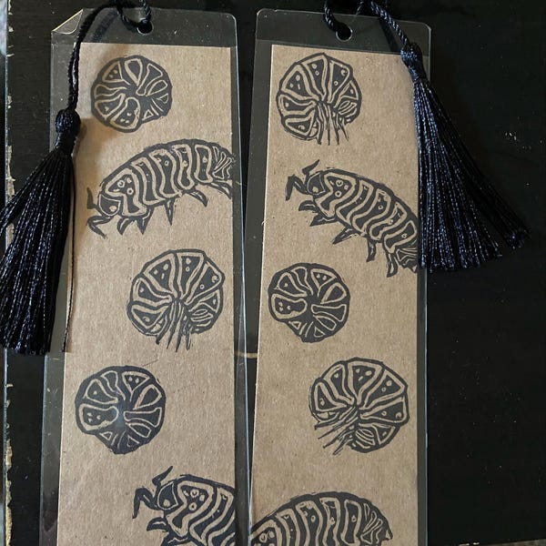 Isopod Bookmark - Block Print, Each One is Unique! - Etsy