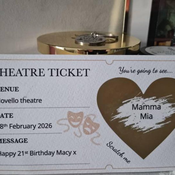 Theatre Scratch Card - Theatre Ticket - Personalised Play Voucher ...