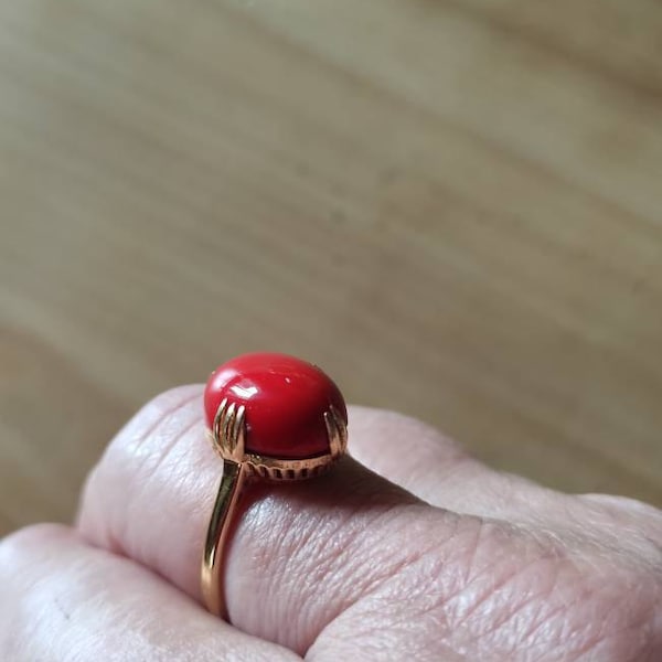 Natural Coral Ring Coral Ring for Women Real Red Coral Gemstone Ring ...