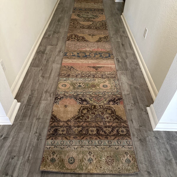 3x14 Turkish Herki Runner Rug, Vintage Rug Runner, Narrow Runner ...