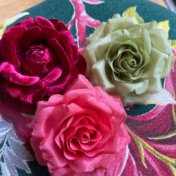 M&S Schmalberg 3 Classic Camellia Brooch Pin Silk Fabric Flower Pin ...