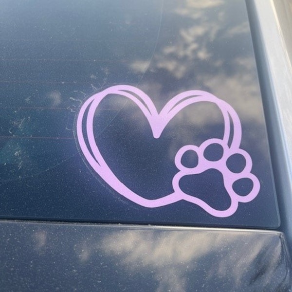 Dog Paw Heart Decal - Vinyl Sticker for Dog Lovers, Car & Window Decor ...