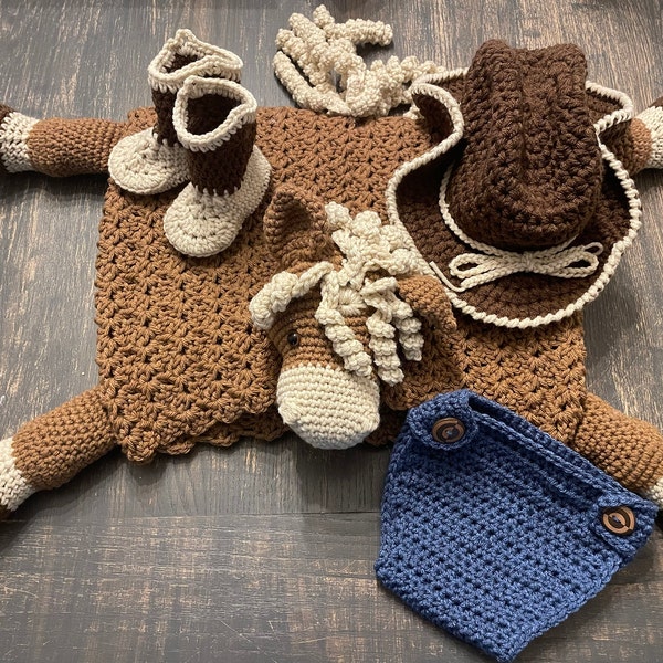 Crochet Baby Cowboy Outfit Pattern, Newborn to 3 Months (PDF Pattern ...