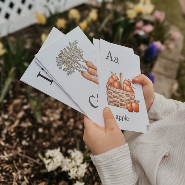 Nature Alphabet Flashcards / Watercolor Alphabet Cards / Homeschool ...