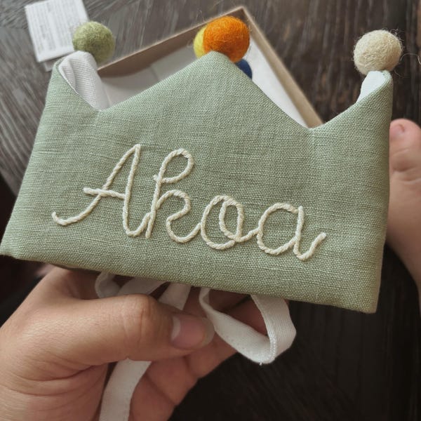 Number and Star Custom Linen Crown for Kids & Children's Birthday ...