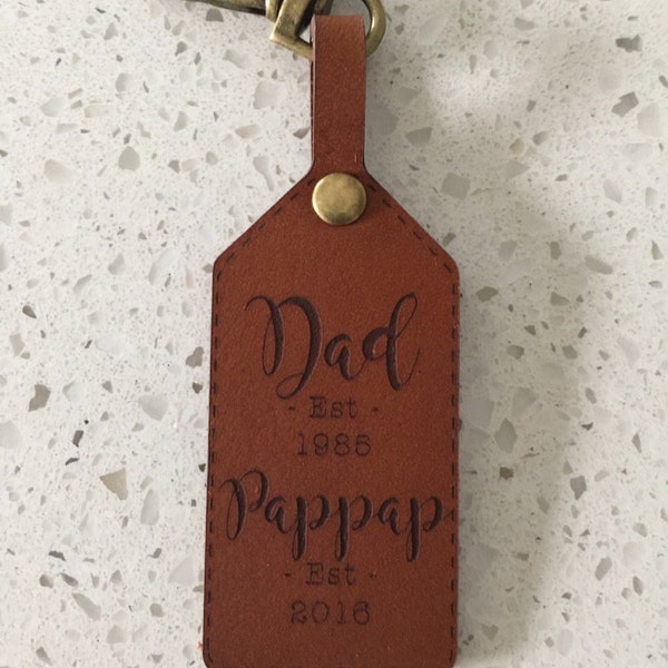 New Grandad Keychain Leather Gift Established Customized Grandpa ...