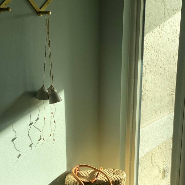 Matte White Ceramic Cow Bells | Rustic Wind Chime Bells | Wall Hanging ...